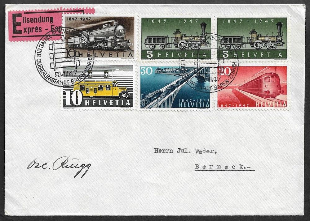 1947 Express FDC Eisenbahn Serie ET-o Top Ausführung ab 1.- | Kaufen auf Ricardo