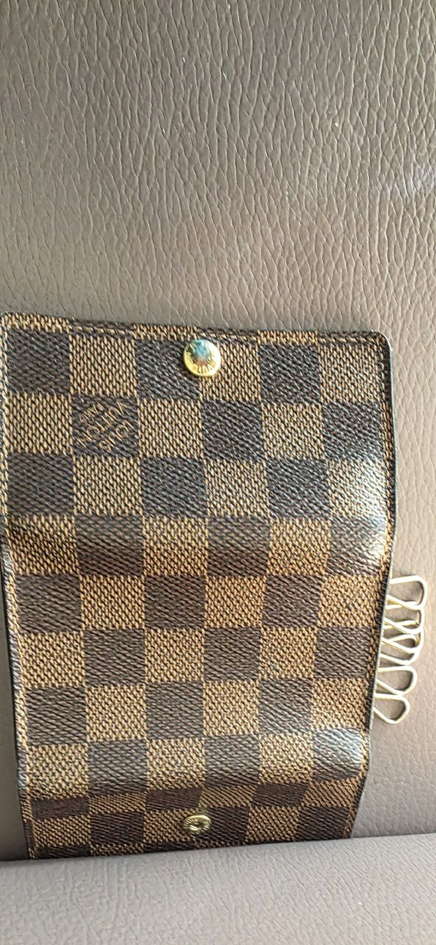 PORTE CLÉ LOUIS VUITTON DAMIER CUIR MARRON EXCELLENT ÉTAT (Neuf (Voir ...
