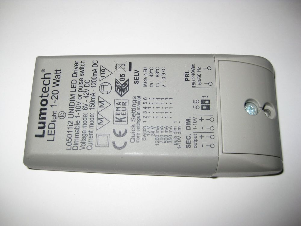 LED Trafo Lumotech 1-20W L05011i2 UNIDIM LED Driver ab 1 Fr. (Neu ...