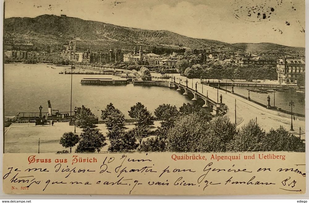 ZÜRICH - GRUSS AUS ZÜRICH Quaibrücke, alpenquai 1901 (Gebraucht) in Lutry für CHF 2 – mit ...