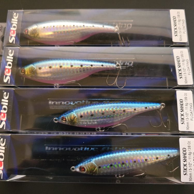 4 leurres de pêche Sébil Stick Shadd 90mm 11.6gr Floating (Neuf avec ...
