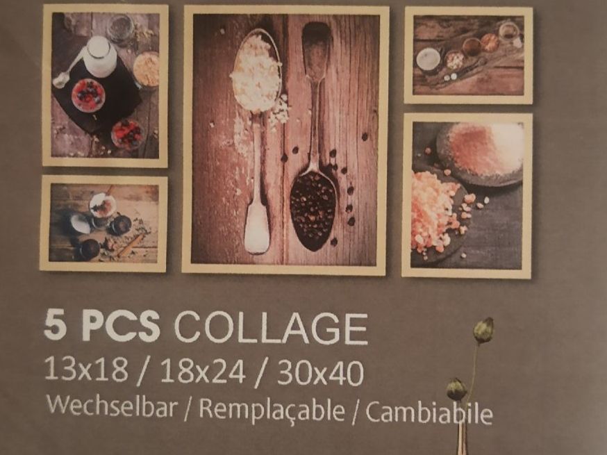 5er Bild Collage Set Küche Food Holzoptik NEU | Kaufen auf Ricardo