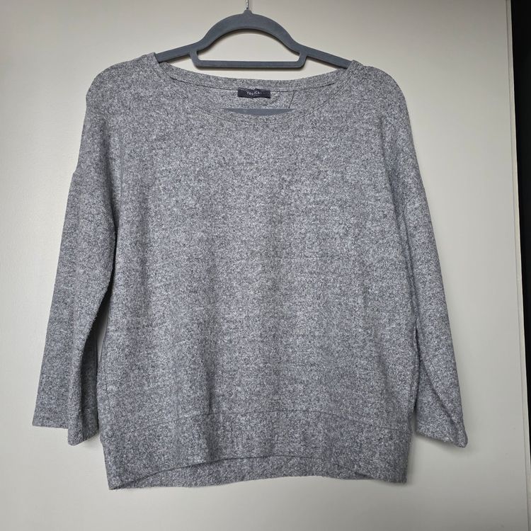 🐸 VISKOSE PULLOVER MIT OFFENEM RÜCKEN S / M GRAU MÉLANGE (Gebraucht) in ...