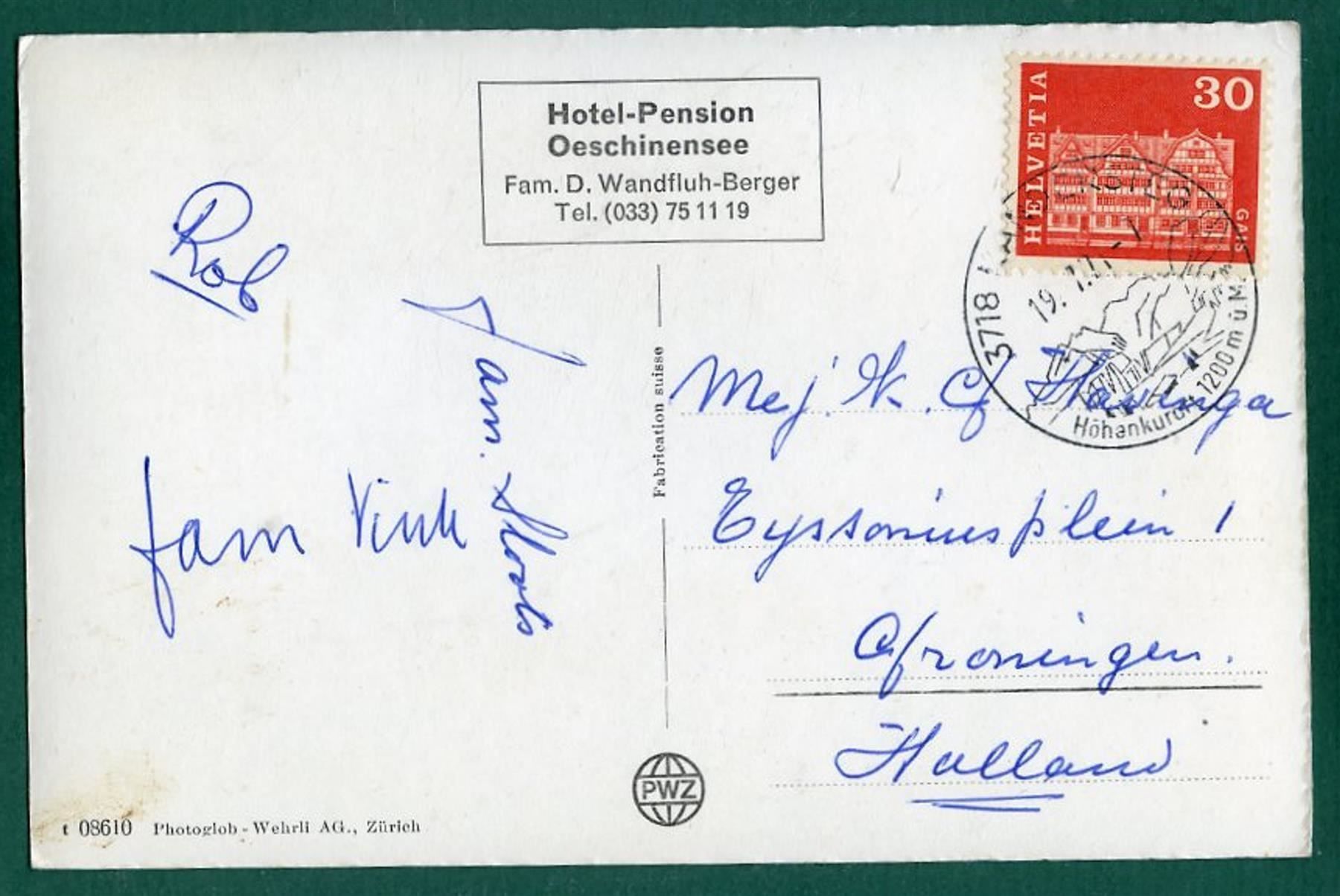 Kandersteg, Oeschinensee, Blümlisalpgruppe, belebt, 1971 (Gebraucht) in Sargans für CHF 1 – mit ...