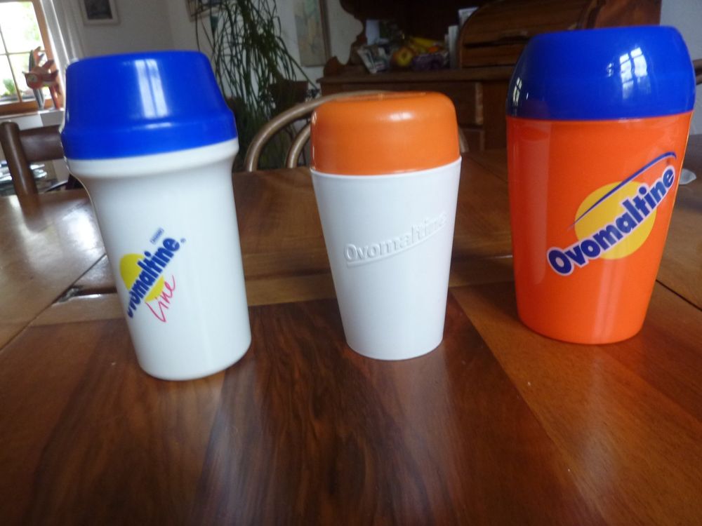 Ovomaltine Schüttelbecher, 3 Stück, einer aus den 60ern (Gebraucht) in ...