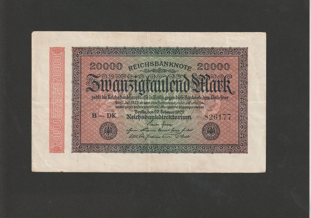 Reichsbanknote 20000 Mark 1923 (Gebraucht) in Zürich für CHF 1 – mit ...