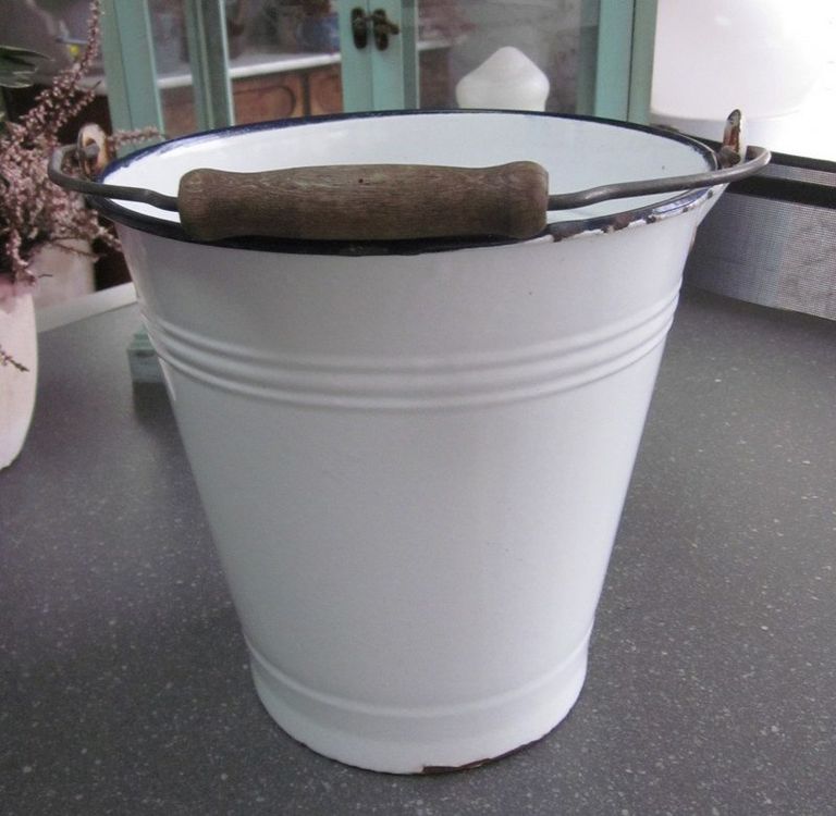 Alter Email Eimer/Kübel 5 Liter weiss mit Henkel | Kaufen auf Ricardo