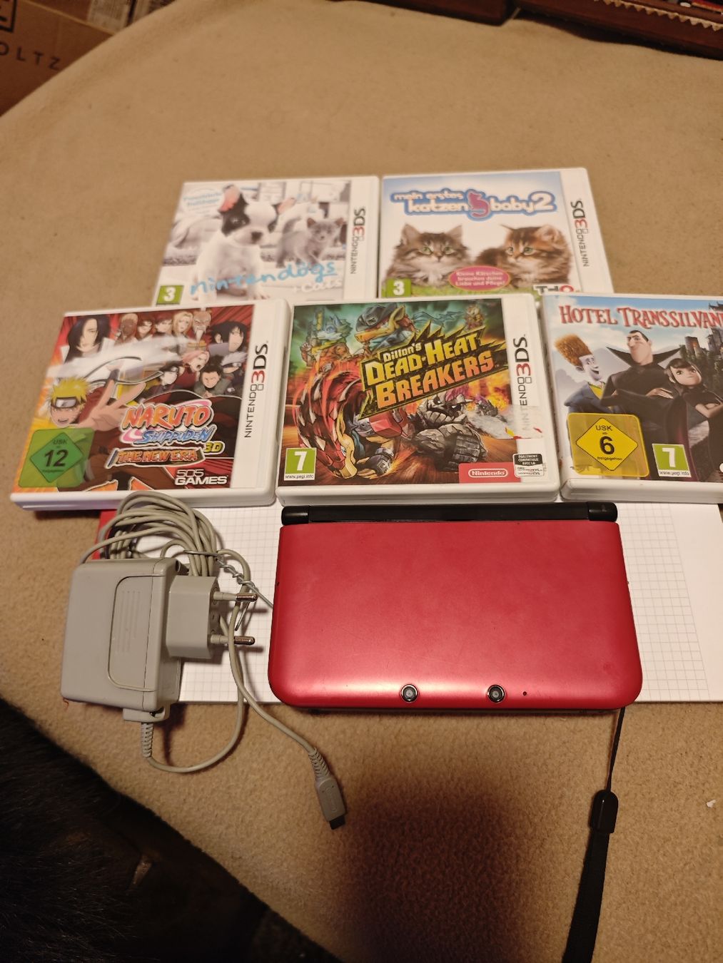 Set: Nintendo 3DS XL (3D!) in rot + 5 Stk. Games, Netzgerät (Gebraucht ...