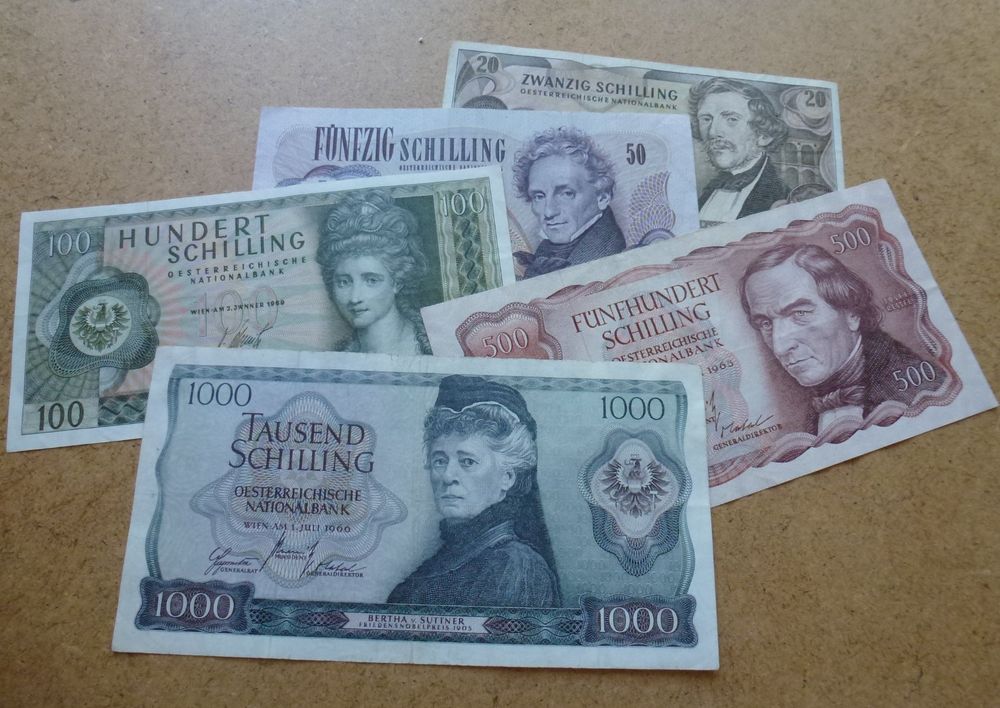 Österreich ++ Tolles Lot von 5 Banknoten ab 1965 (Gebraucht) in ...