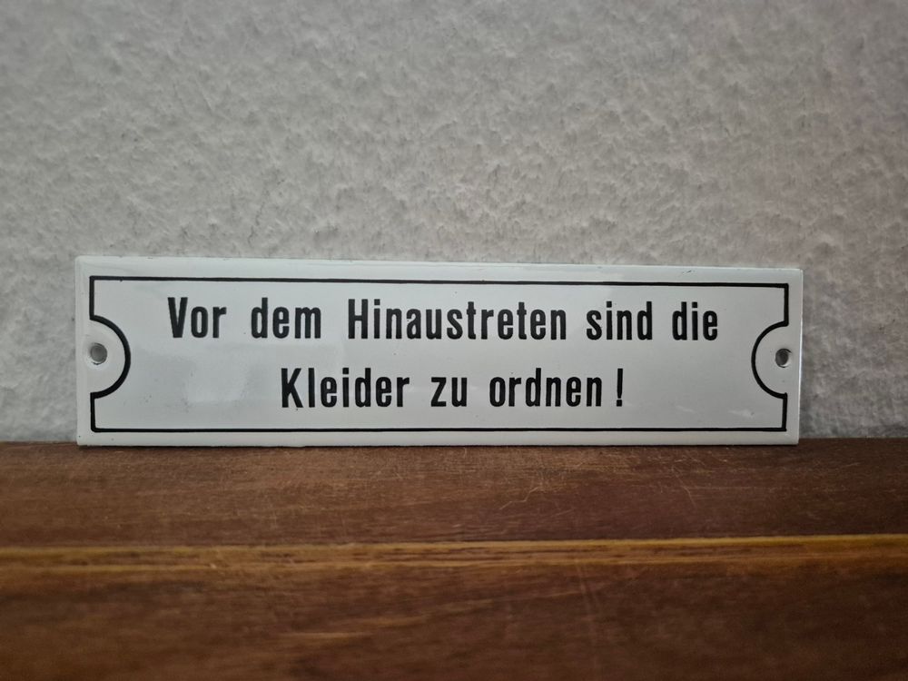 Emailschild Achtung Kleider ordnen Zug Bahn Emaille Schild (Neu (gemäss Beschreibung)) in ...