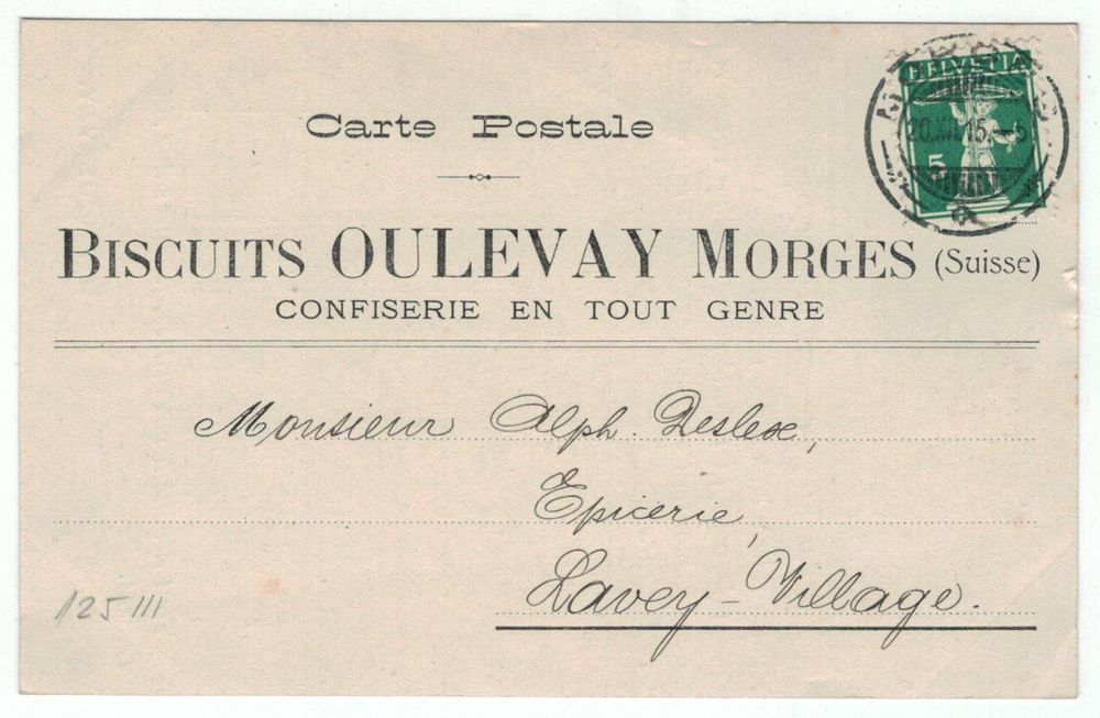 Carte publicitaire, Biscuits Oulevay Morges (Gebraucht) in La Tour-de ...