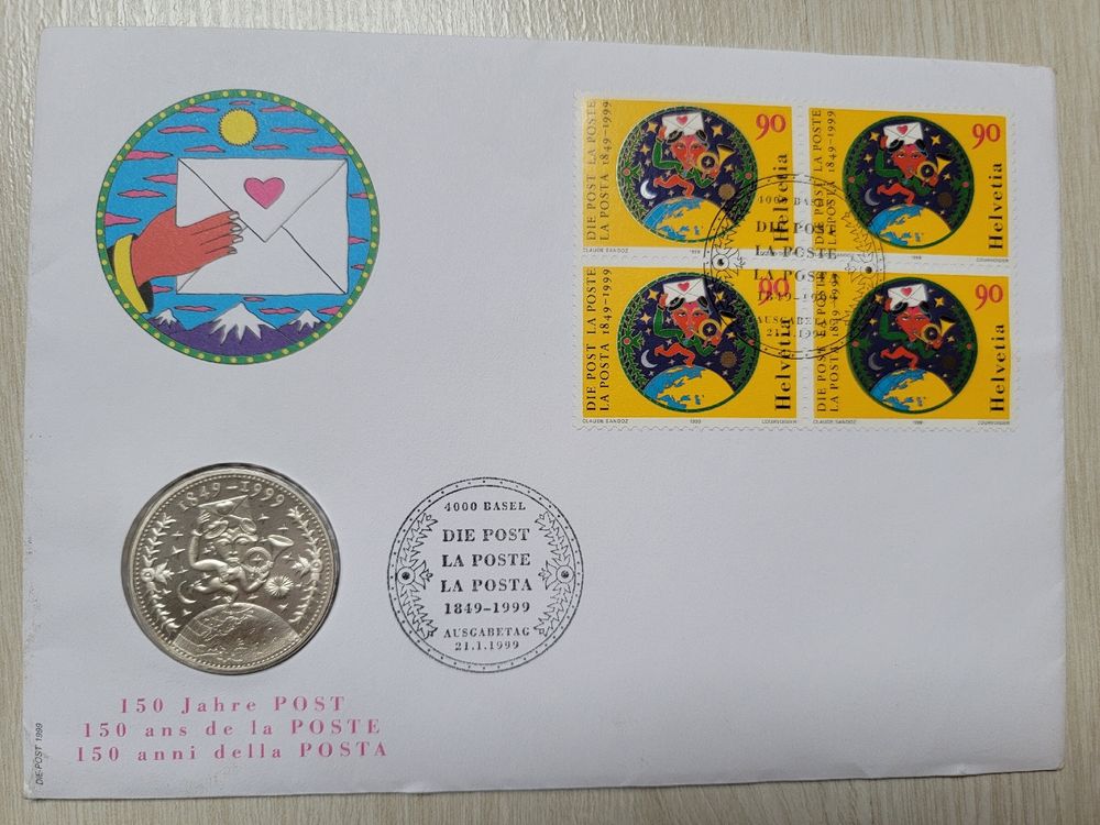 Silbermedaille 20Fr. 150 Jahre Post 1849-1999 Schweiz | Kaufen auf Ricardo