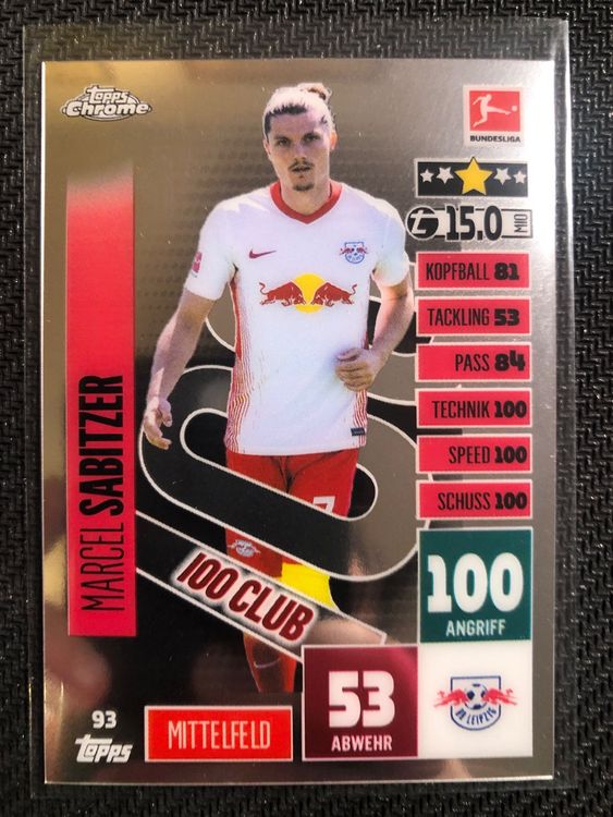 Topps Match Attax Chrome Marcel Sabitzer Club 100 (Gebraucht) in ...