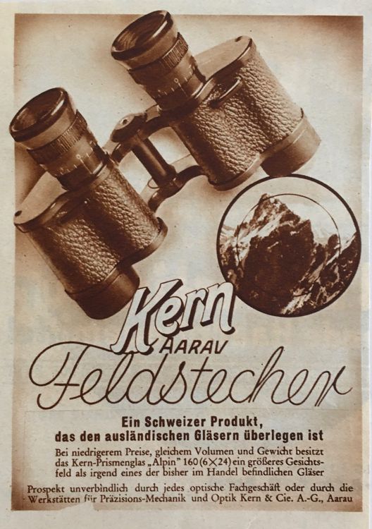 Vintage Reklame, Aarau, Kern Feldstecher, 1929 (Gebraucht) in Frauenfeld für CHF 3.5 – mit ...