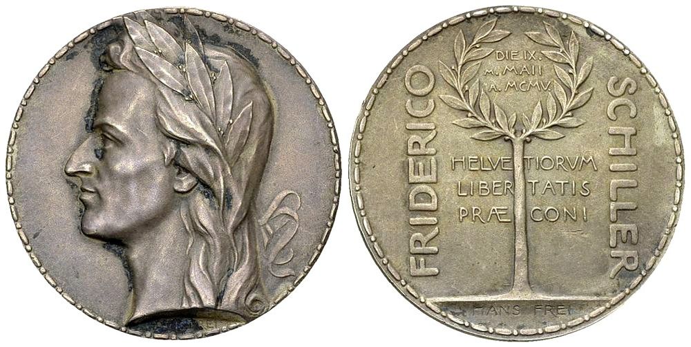 Medaille - 100. Todestag Friedrich Schillers - Silber (Gebraucht) in Meilen für CHF 35 – mit ...