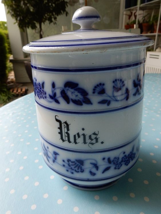 antike Vorratsdose REIS blau-weiss Langenthal? Deckelvase (Gebraucht) in Jona für CHF 10 – mit ...