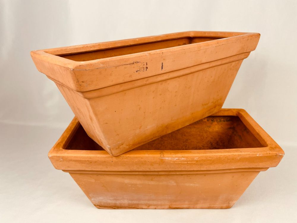 Blumenkasten, Pflanztopf, Terracotta Tontopf eckig, 2 Stück (Gebraucht ...