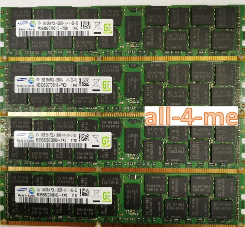 Samsung 64GB 4x16GB PC3L-12800R DDR3-1600Mhz ECC RDIMM Ram (Gebraucht ...