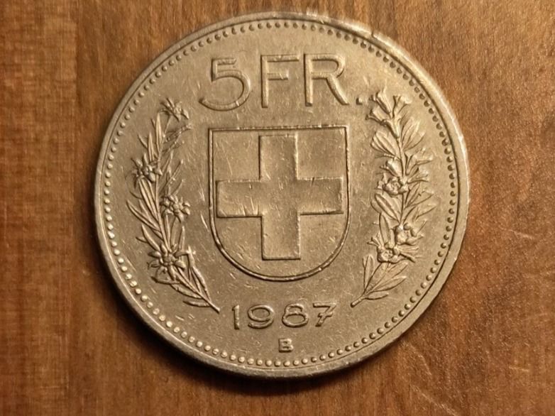 5 Franken 1987 mit vertiefter Randschrift | Kaufen auf Ricardo