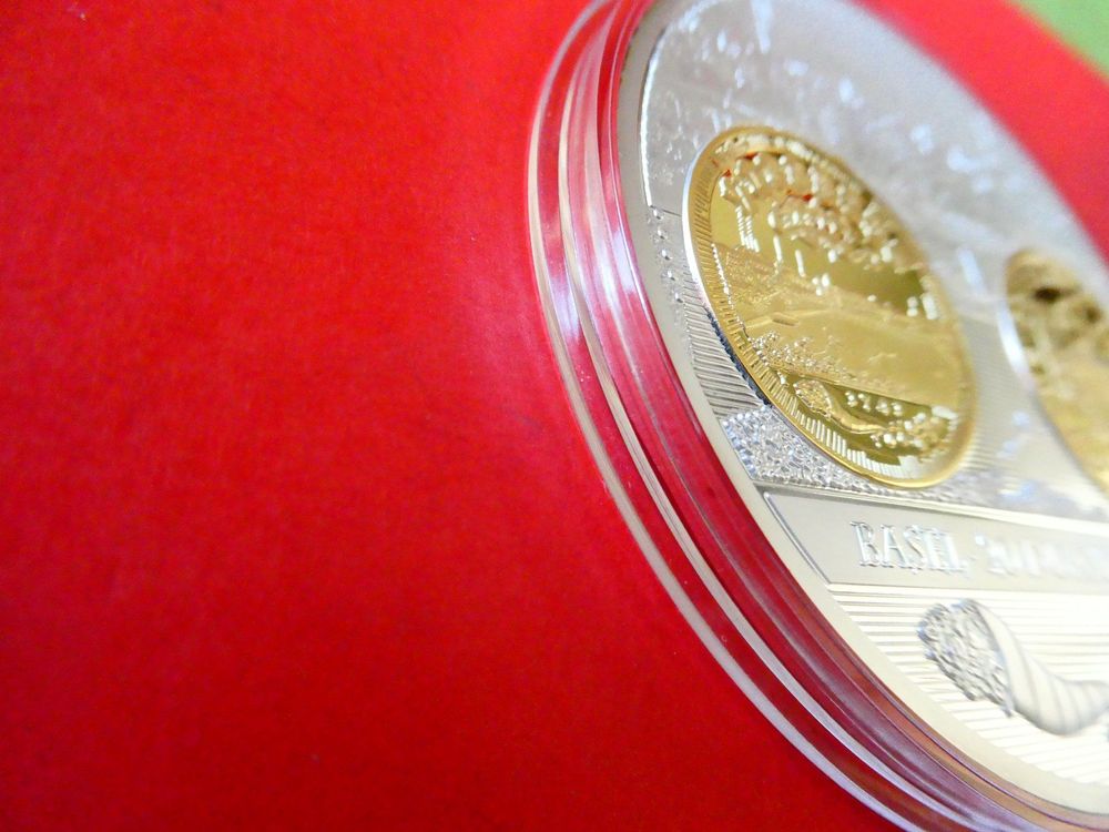 versilberte Riesenmedaille 70 mm PP, Basel 20 Dukaten 1741 (Neu (gemäss ...