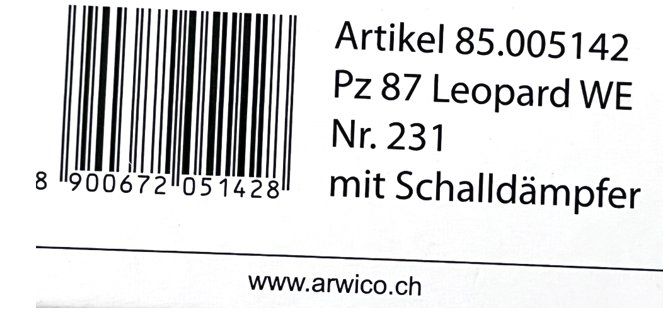 Panzer Leopard WE Nr. 231 CH-Armee 1:87 / HO / OVP (Neu und ...