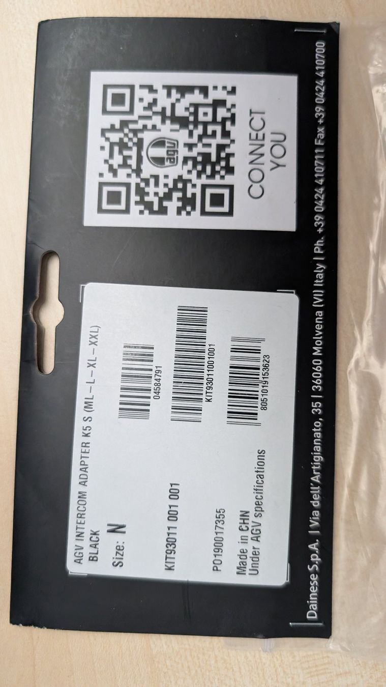 AGV K-5 S Intercom ARK Adapter (ML-XXL) (Neu und originalverpackt) in ...