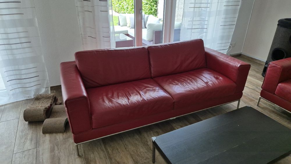 Ikea Arlid Echtleder Sofa rot | Kaufen auf Ricardo