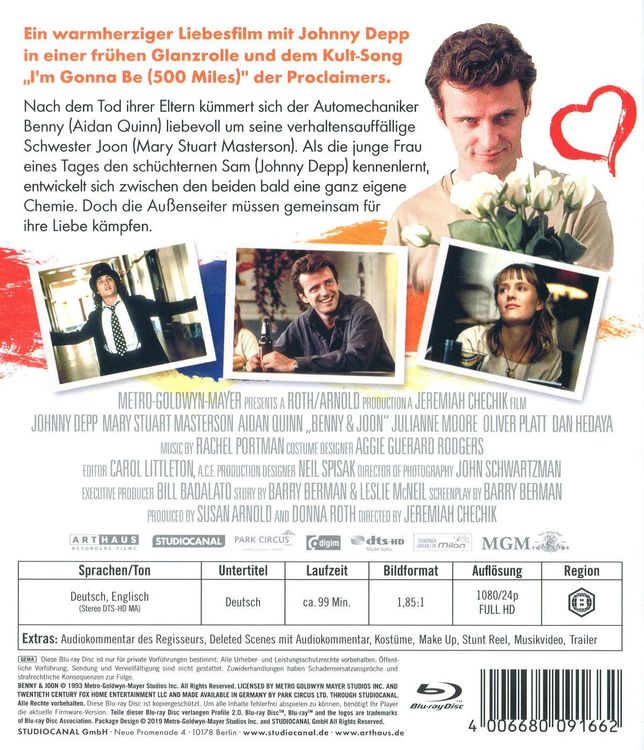 Benny & Joon (1993) Johnny Depp/Masterson/Aidan Quinn/BD/RAR (Neu und ...