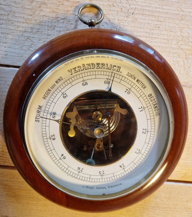 Antikes Barometer J. Ringli, Optik, Edelstahl & Holz (Gebraucht) in ...