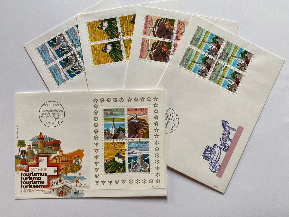 FDC Satzbrief + Serie 200 JahreTourismus 4er Blöcke 1987 ET | Kaufen auf Ricardo