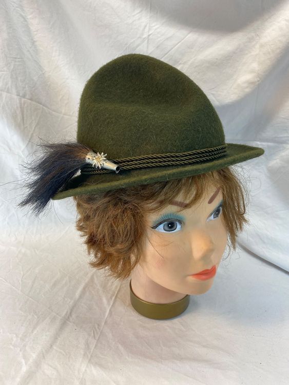 Jagdhut grün/olive - Gr. 58 / Jägerhut mit Gamsbart (Gebraucht) in ...