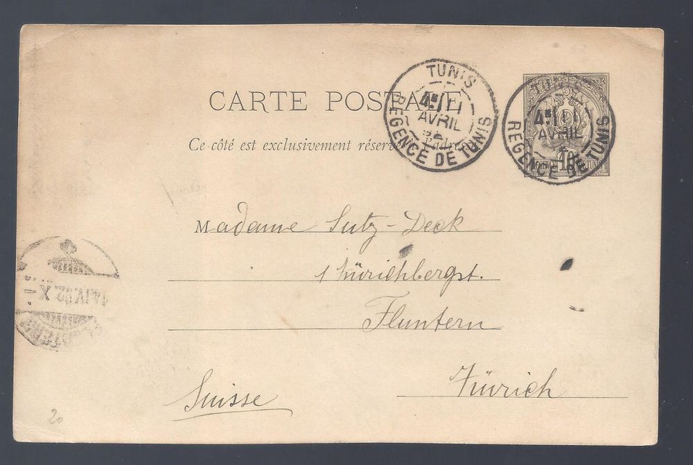 TUNISIE entier postal Tunis - Zürich 1892 | Kaufen auf Ricardo