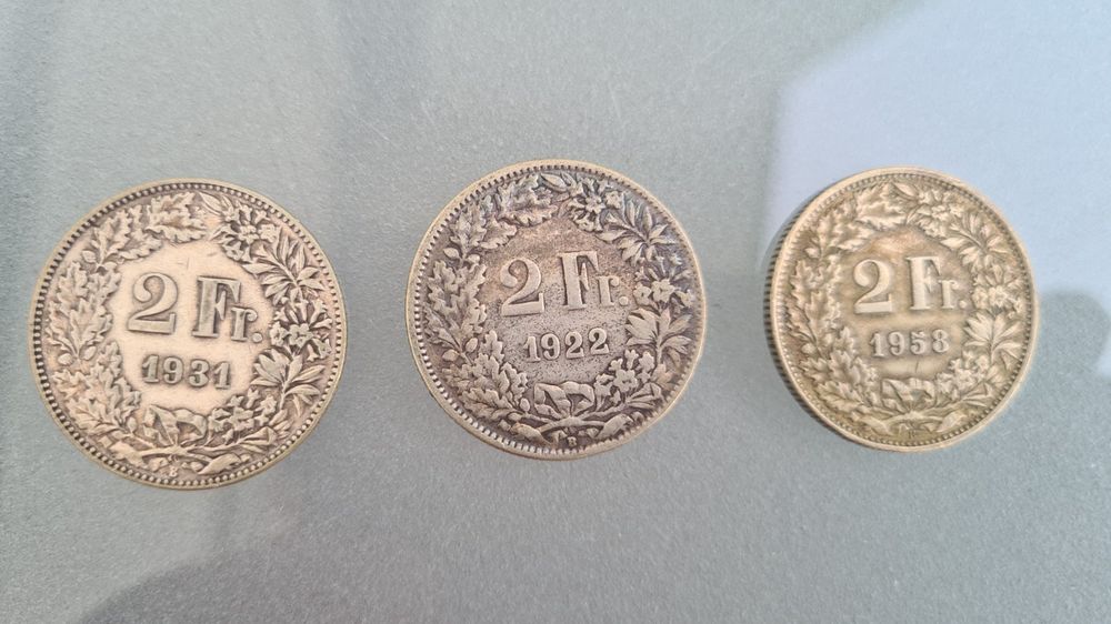 Zwei Franken Silber 1922-1931-1958 | Kaufen auf Ricardo