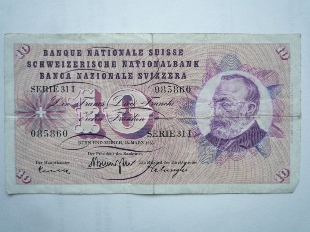 10 Franken Note, 28. März 1963 (Gebraucht) in für CHF 9 – mit Lieferung ...