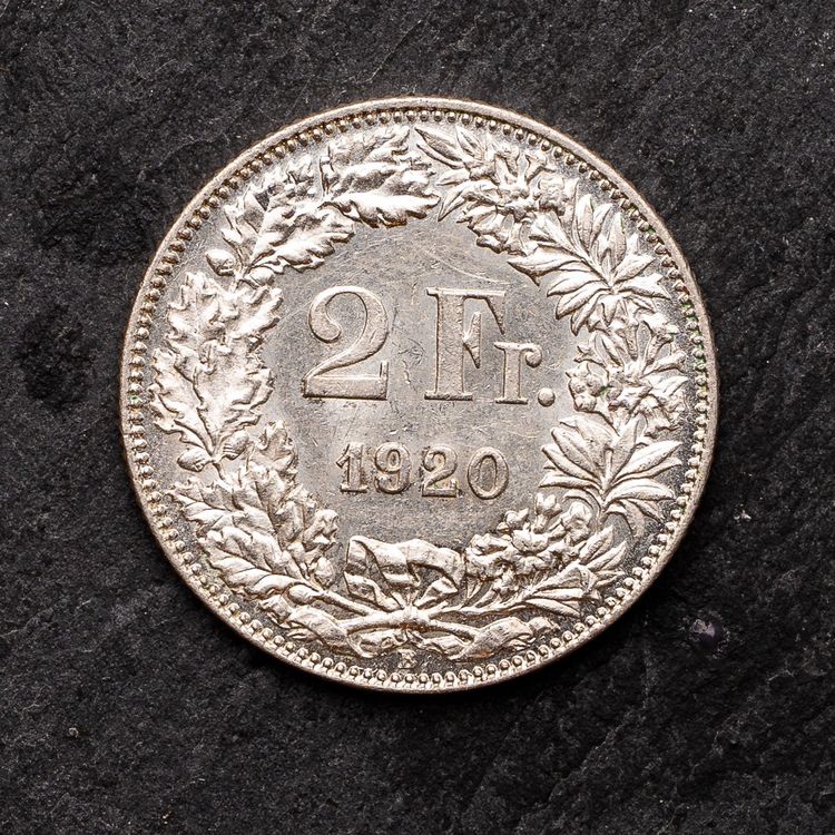 Seltene 2 Franken Silbermünze Helvetia 1920 Schweiz Jahrgang | Kaufen auf Ricardo