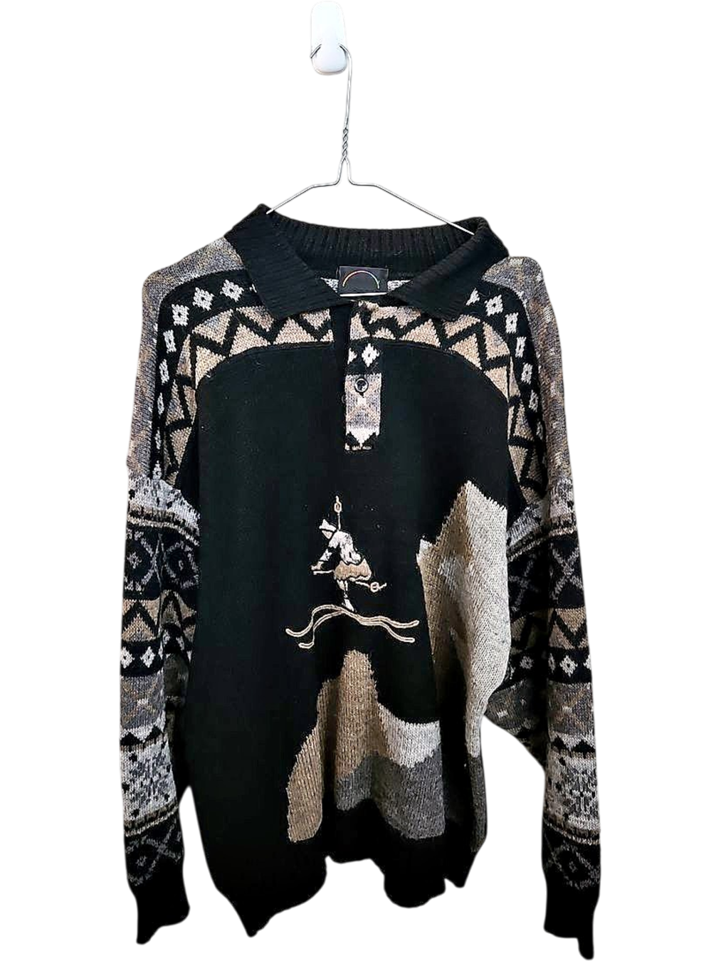 Bogner Aztec Pattern Wool Sweater - Black & Grey (D'occasion) à Zug ...