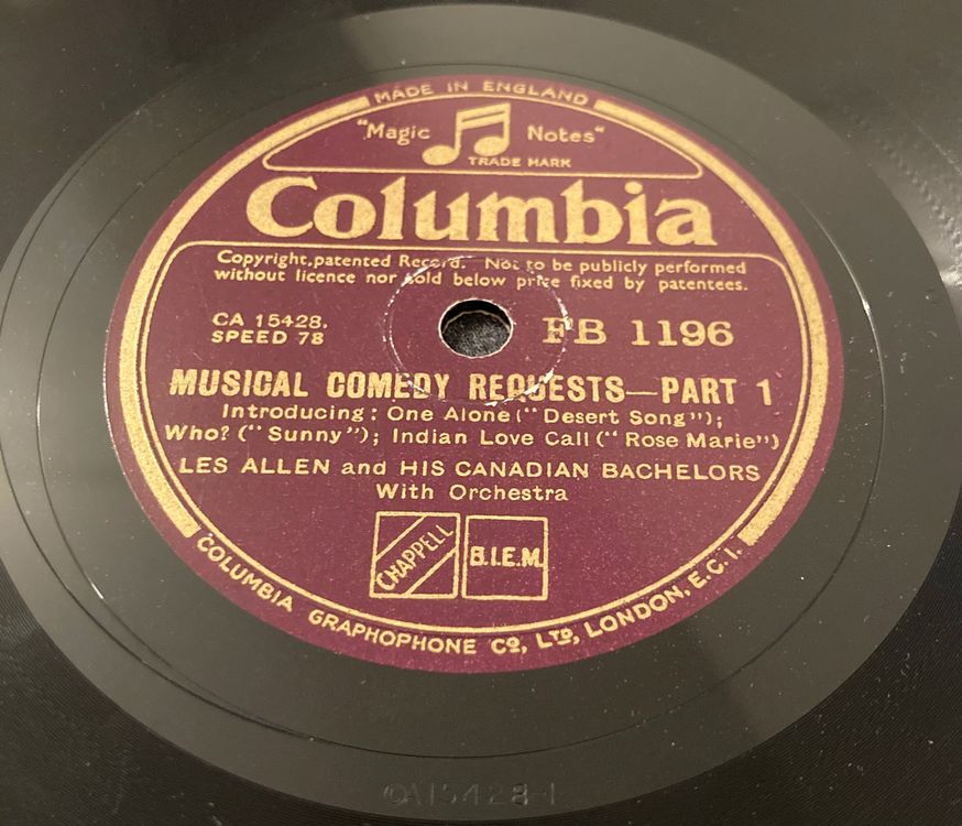 Les Allen & His Canadian Bachelors - Schellack - 10“ - 78RPM (Gebraucht ...