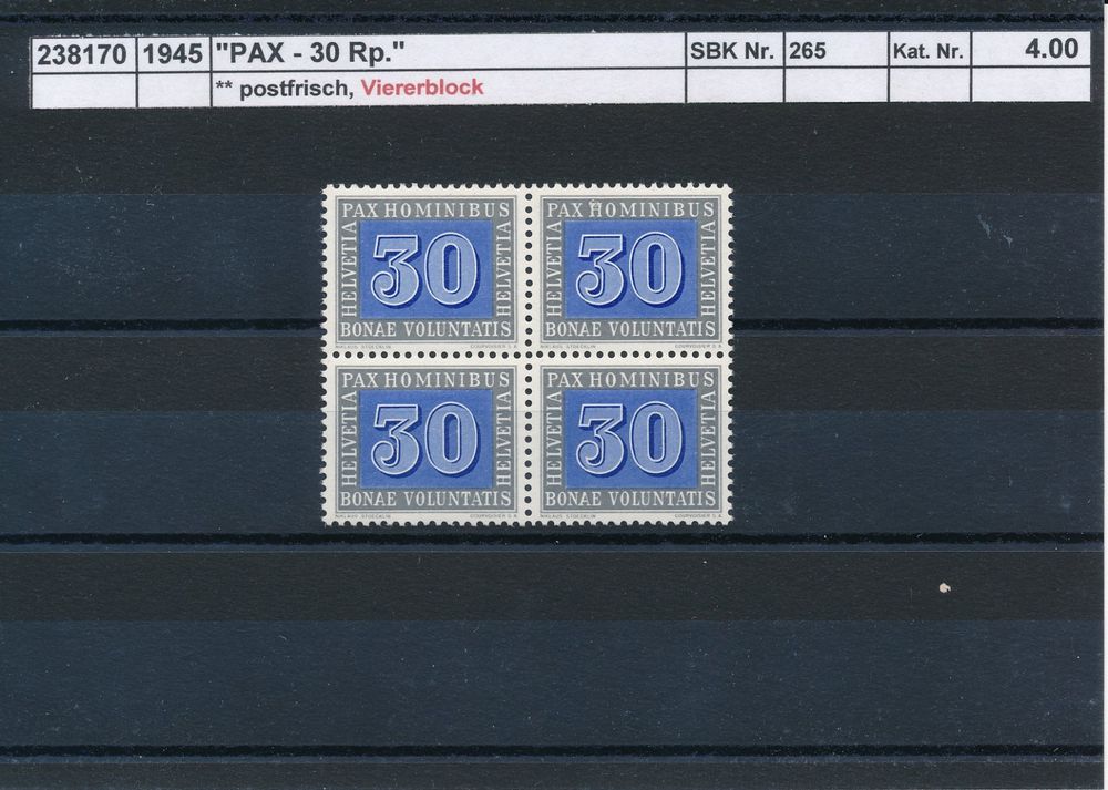 1945 "PAX - 30 Rp." - Viererblock | Kaufen auf Ricardo