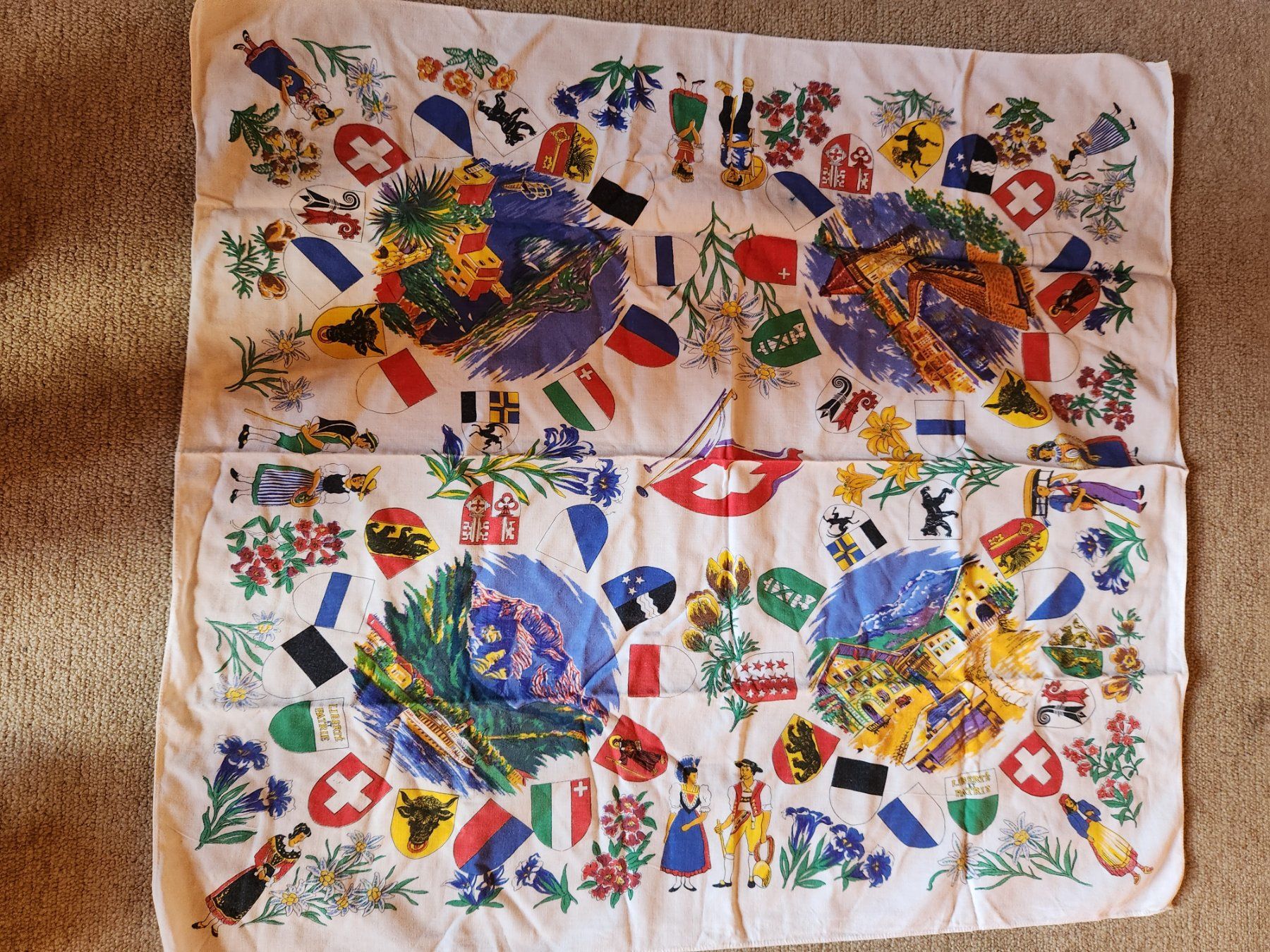 Grosses Tuch Swiss mit allen Schweizer Wappen u Folklore (Gebraucht) in ...