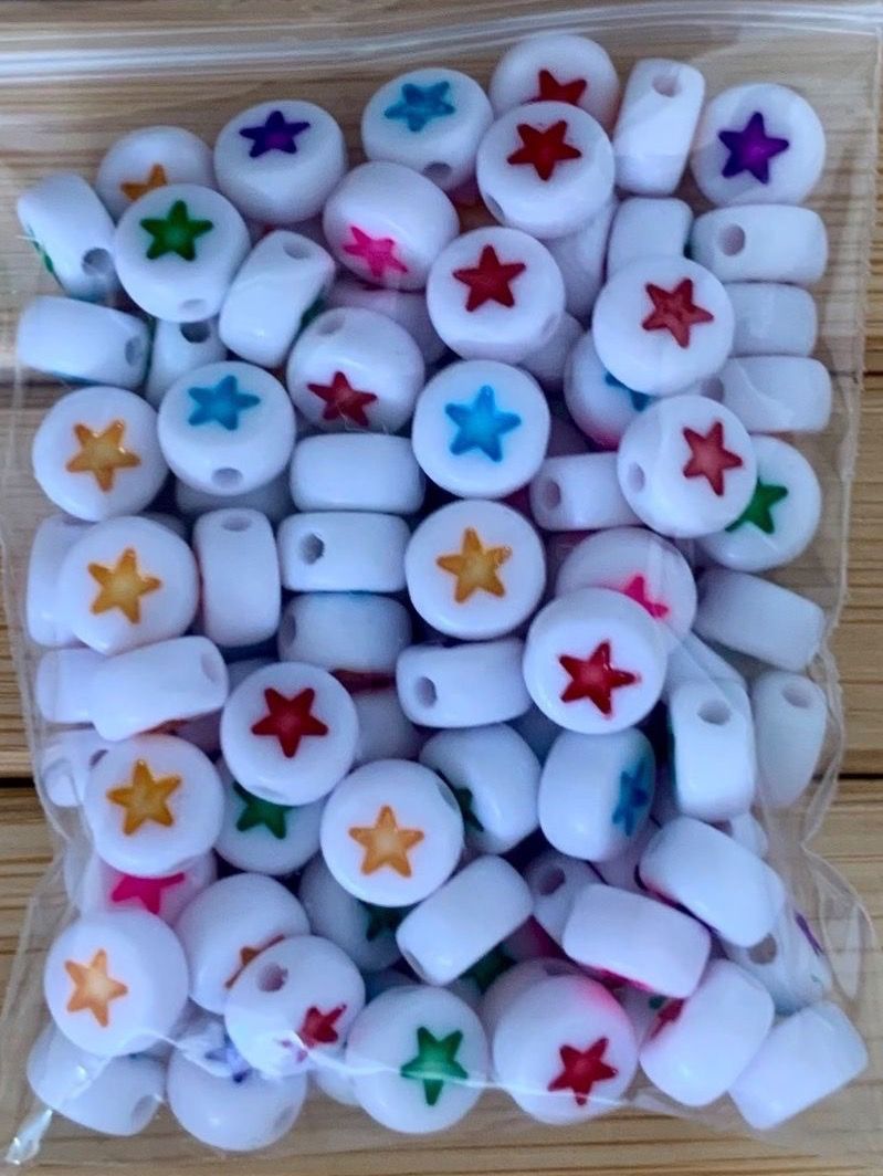 Bastelperlen Stern weiss bunt, ca 100 Stk. (Neu und originalverpackt ...