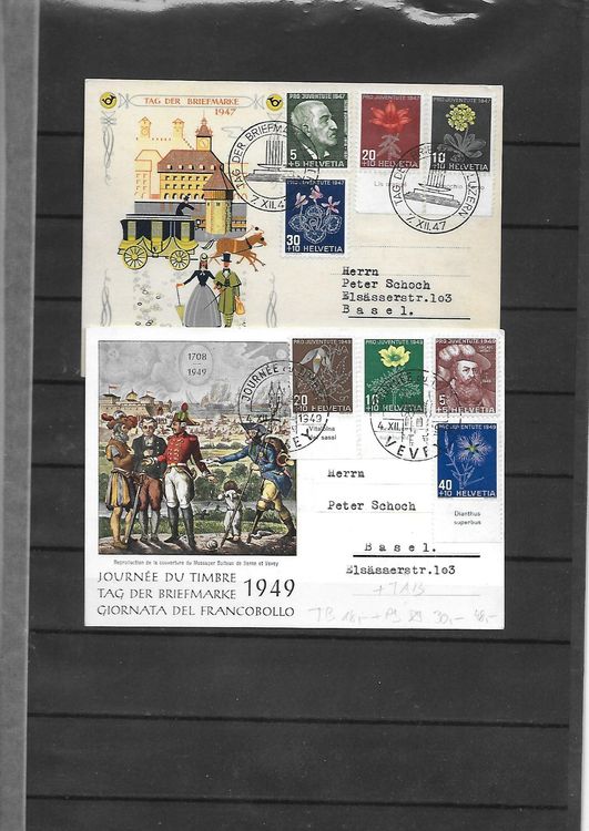 2 TB Karten 1947 + 1949 mit PJ Tab Kat: CHF 98.- (Gebraucht) in Basel für CHF 6 – mit Lieferung ...