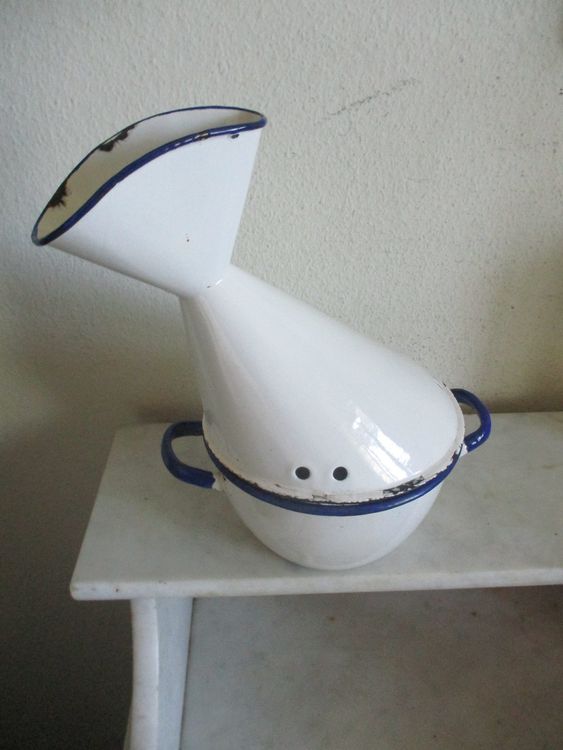 2-teiliger Vintage Inhaler Inhalateur Emailliert weiss/blau (Gebraucht ...