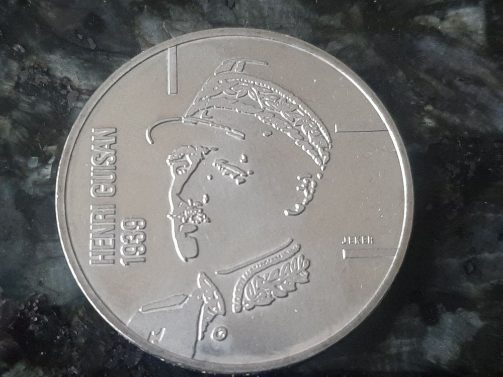 5-Franken Schweizer Gedenkmünze General Henri Guisan, 1989 (Gebraucht) in Bern für CHF 7.2 – mit ...