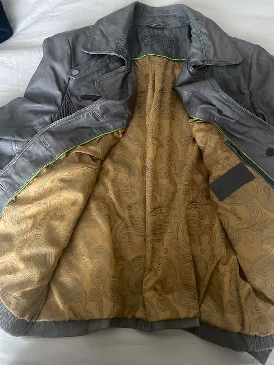 Graue Übergangs-Lederjacke, Grösse M - Top Zustand! (Gebraucht) in visp ...