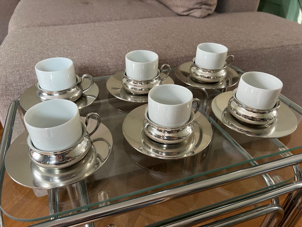 LIMOGES Tassen und Unterteller Porzellan und Zinn (Gebraucht) in ...