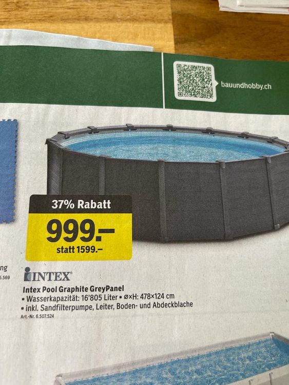 Intex Pool Graphite grey panel 478x124cm (Gebraucht) in für CHF 690 ...