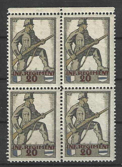 4. Div. Abart (Käppi hinten weiss) 22b/1 ** im 4er-Block (Gebraucht) in ...