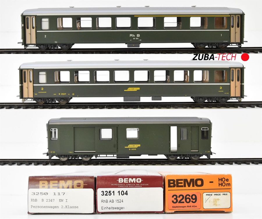 Bemo 3x Personenwagen RhB H0m GS mit OVP | Kaufen auf Ricardo