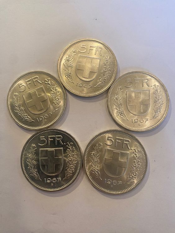 5 Stk 5.-Silber 1967 (73) (Gebraucht) in Ballwil für CHF 41 – mit Lieferung auf Ricardo kaufen