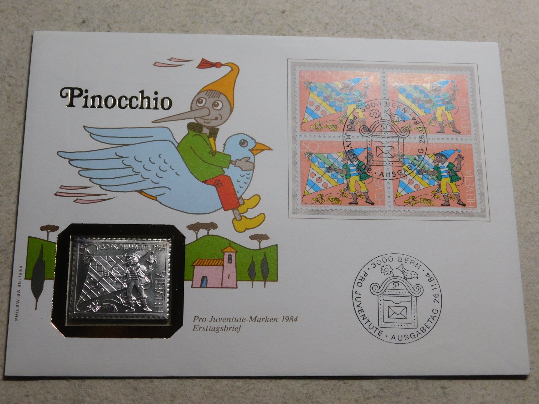Münzbrief Silber (10g/999) - ProJuventute - Pinocchio 1984 (Neu (gemäss ...